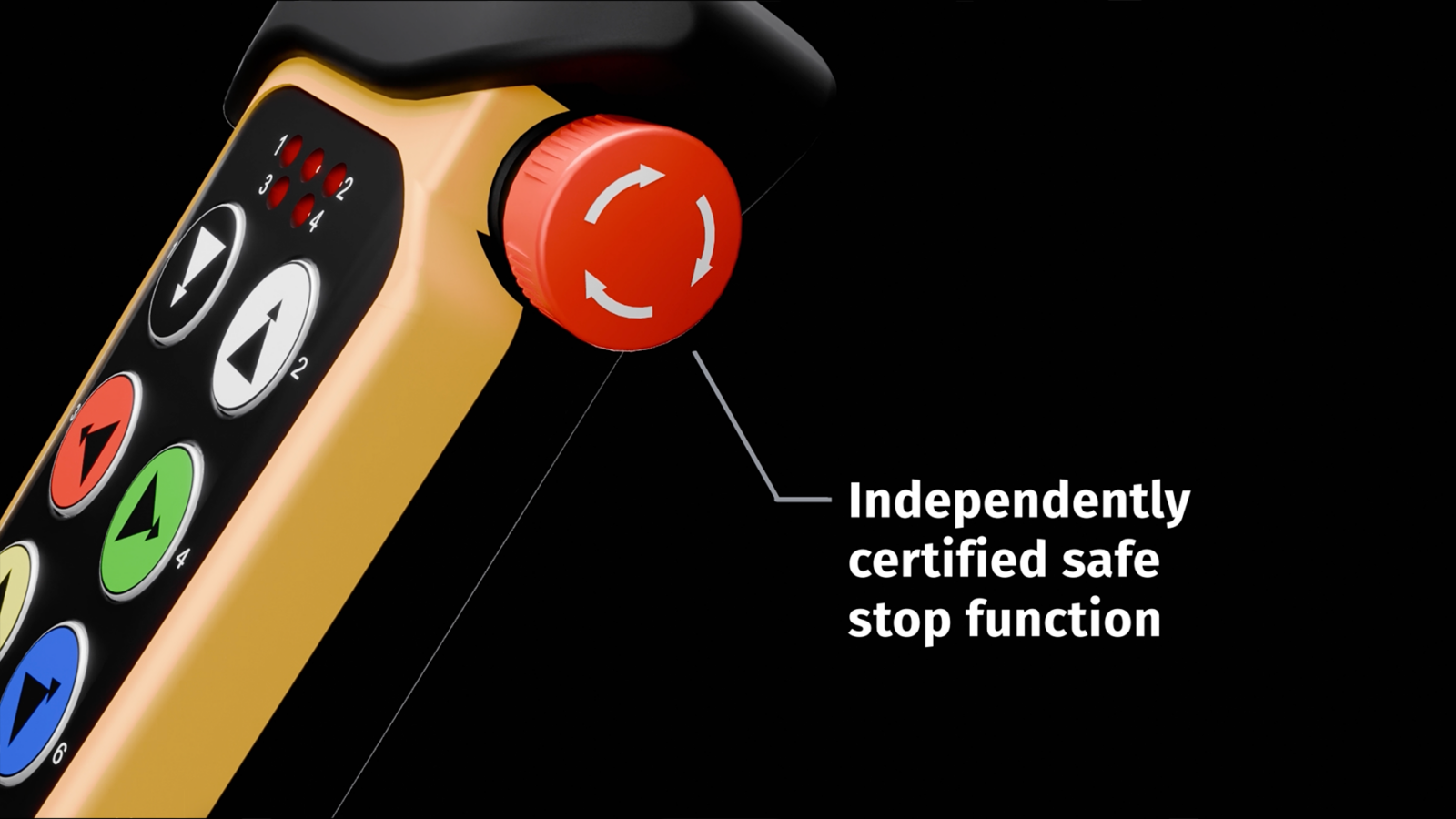 Certified stop function on an industrial remote control | Tele Radio